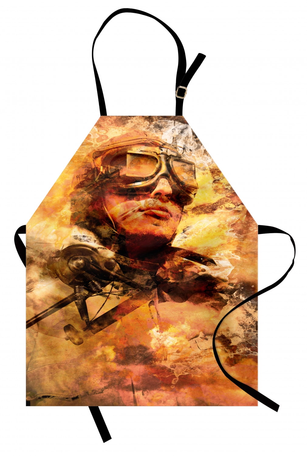 Vintage Airplane Apron Abstract Portrait Male Pilot with Fighter Plane ...