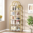 Tribesigns 5-Tier Arched Bookshelf, Decorative Metal & Wooden Bookcase ...