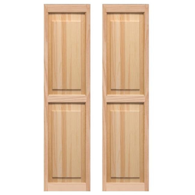 AWC Exterior Wood Window Shutters Louvered 15"wide x 59"high Unfinished ...
