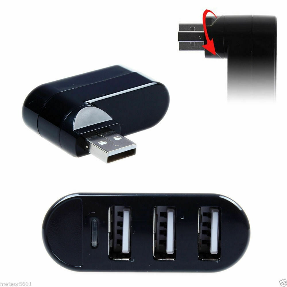 CableVantage Mini 3 Port USB 2.0 Rotate Splitter Adapter Hub for PC ...