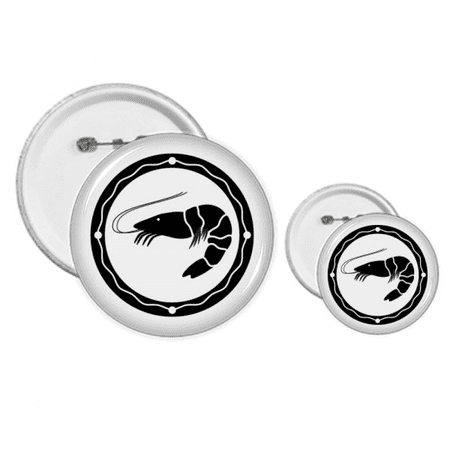 Black Marine Life Shrimp Illustration Pins Badge Button Design Kit ...
