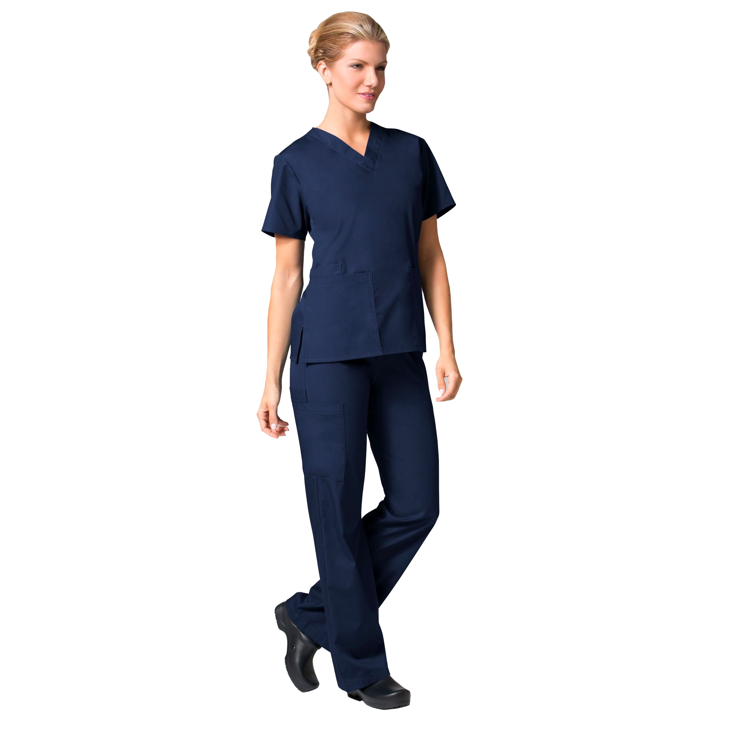 Maevn CORE Women's Classic V-Neck Solid Scrub Top & Full Elastic Band ...