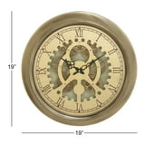 Decmode Traditional 19 Inch Round Iron Wall Clock With Exposed Gears ...