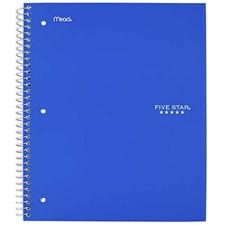 Five Star Spiral Notebook, 5 Subject, Wide Ruled Paper, 200 Sheets, 10 ...