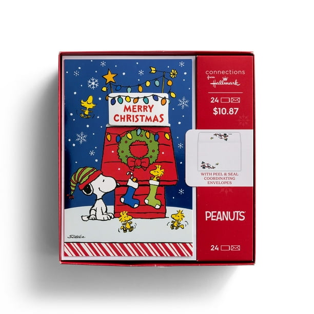 Hallmark 24 Christmas Boxed Cards, Peanuts Snoopy Doghouse, Merry ...