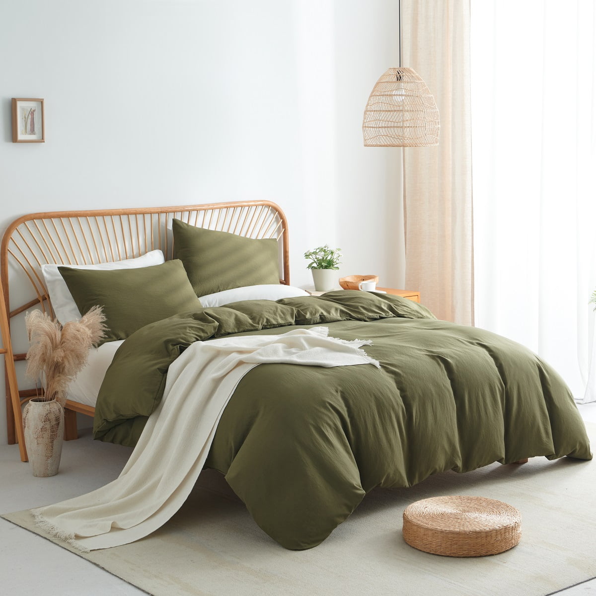 Click here for Nayoroom 3 Pieces Washed Cotton Ultra Soft Olive G... prices