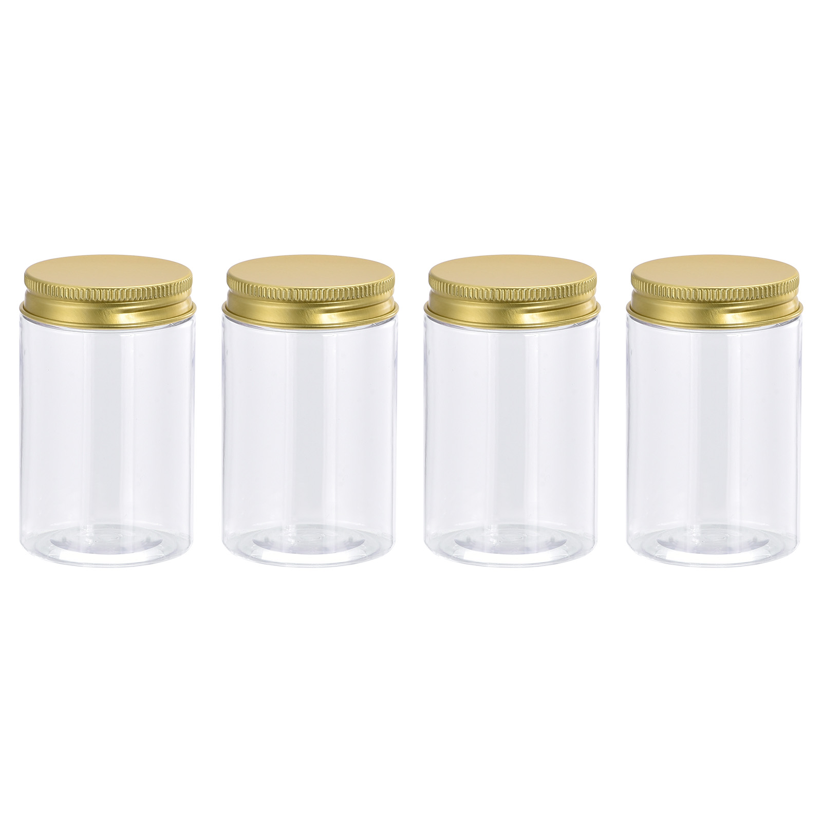 Uxcell 7oz/ 200ml Round Plastic Jars with Golden Aluminum Screw Top Lid ...
