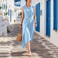 Dresses for Women Sleeveless Round Neck Spring Summer Solid Color ...