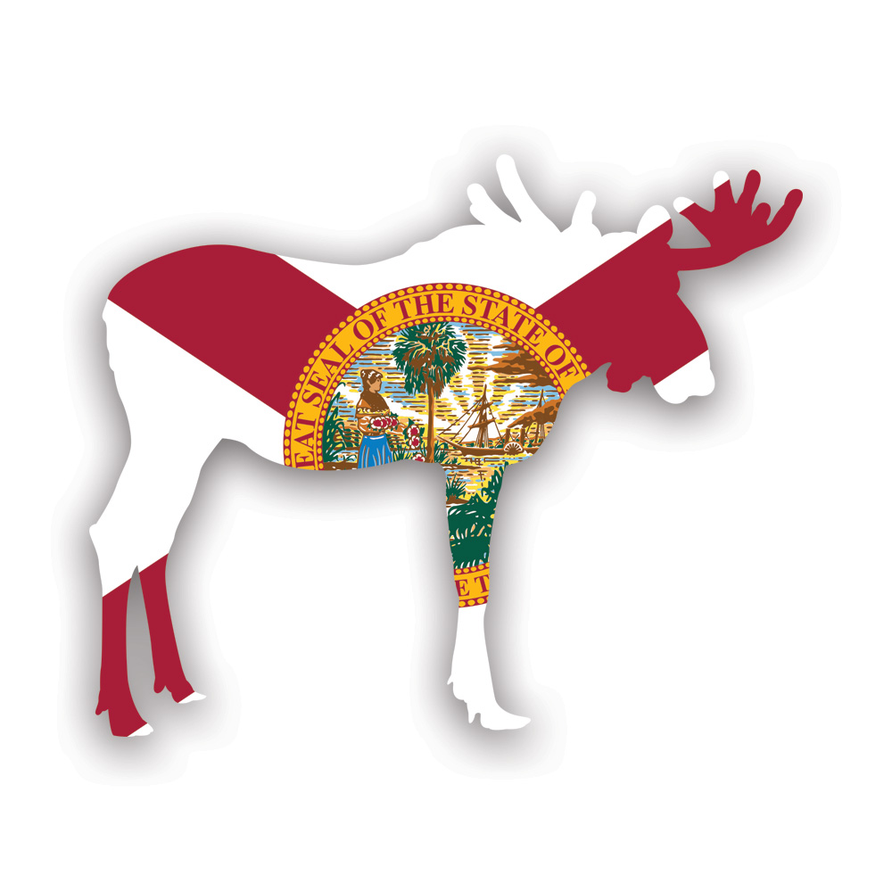 Florida Moose Shaped Flag Sticker Decal - Self Adhesive Vinyl ...