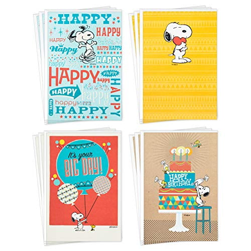 Hallmark Peanuts Birthday Cards Assortment, Snoopy Designs (12 Cards ...
