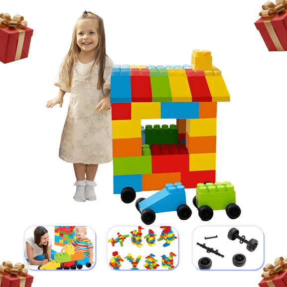 Jumbo Plastic Building Blocks - 48 Pieces Giant Toddler Bricks Kids ...
