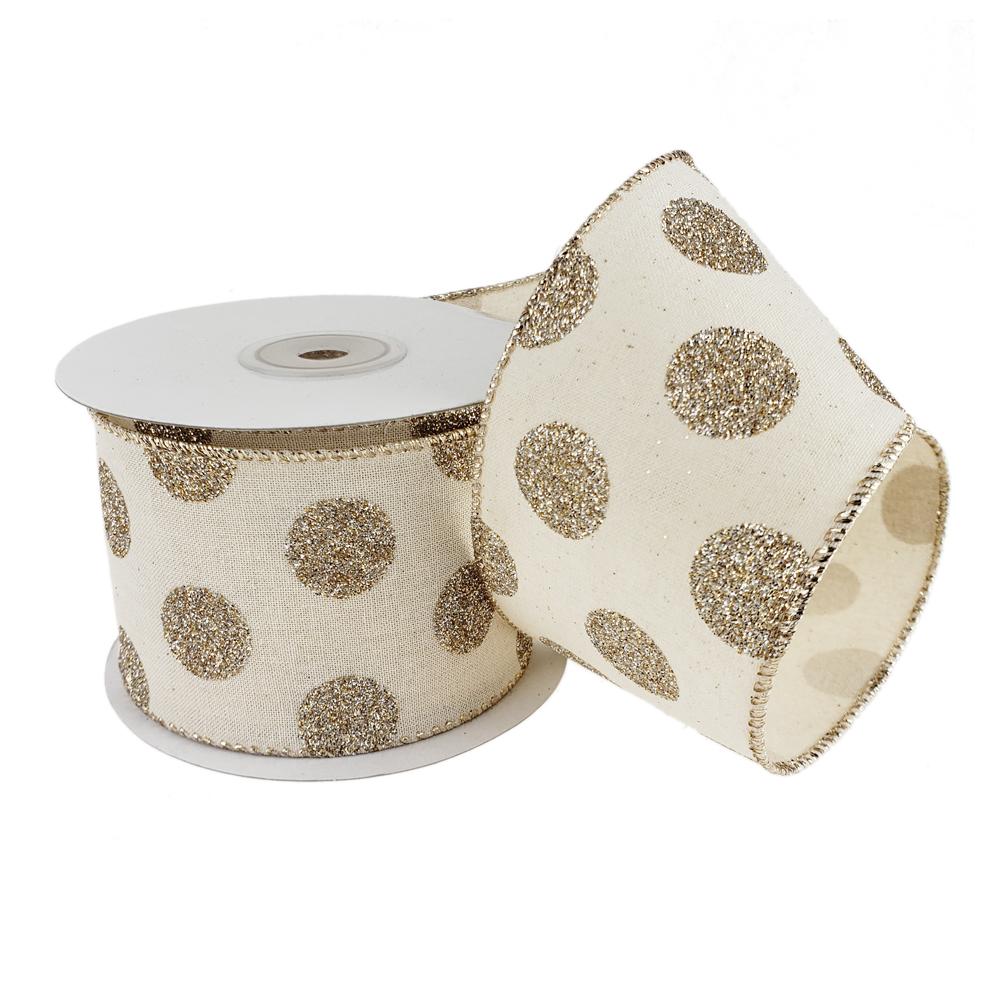 Glitter Dots Muslin Wired Christmas Ribbon, 2-1/2-Inch, 10-Yard ...