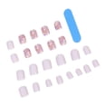 24 Pcs Flowers Artificial Nails French Tip Short Square On Nails ...