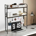Computer Desktop Bookcase, Metal Storage Shelf for Countertop 2-Tier ...