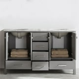Vinnova Gela 60" Double Bathroom Vanity in Gray with Carrara White ...