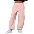 ATOYSOY Elastic Waist Loose Wide Leg Pants Women Solid Color Mid Panel ...