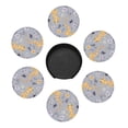 6-Piece Set Of Round Coasters Water-Resistant Leather Double-Sided Non ...