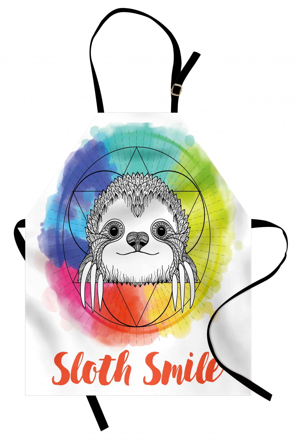 Humor Apron Rainbow Colored Backdrop Image with Sketchy Happy Smiling ...