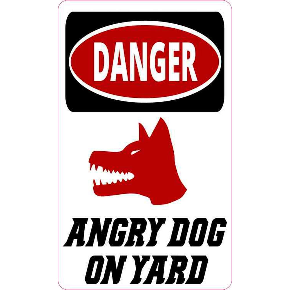 3inx5in Danger Angry Dog on Yard Sticker Vinyl Animal Sign Decal ...