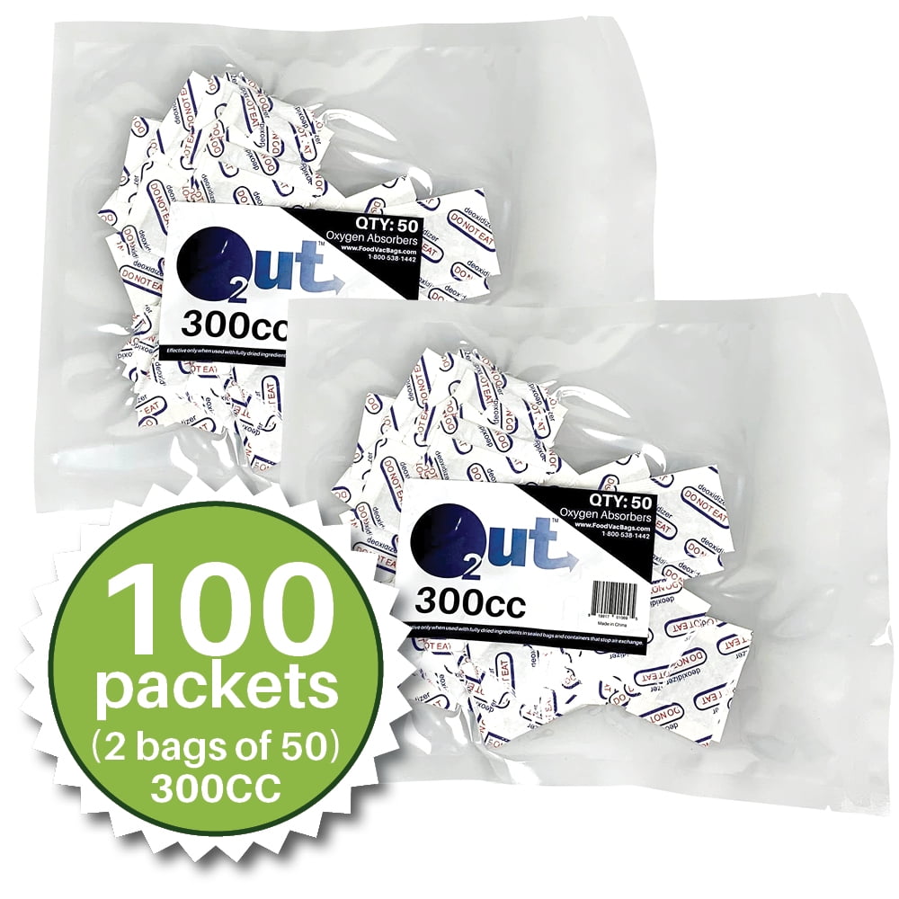 300cc O2 Out Oxygen Absorbers, 100 Pack (2 Packs of 50), FoodVacBags ...