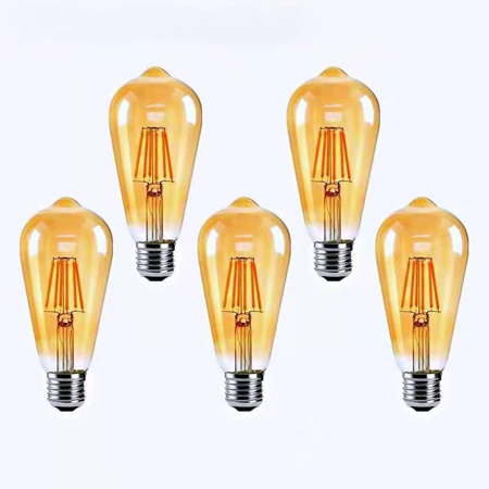 5Pcs LED Edison Bulb Dimmable 4W Equivalent Warm White 2700K ST64 E27 ...
