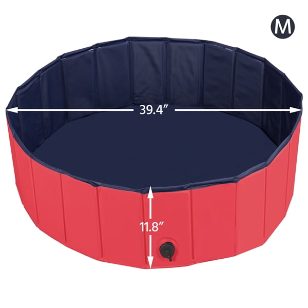 Foldable Pet Swimming Pool Bathing Tub Indoor Outdoor,39.4 x 12 inch, M ...
