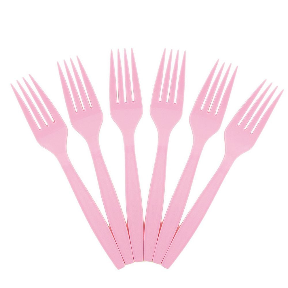 JAM Paper Plastic Forks, Pink, 100 Disposable Forks/Box - Walmart.com