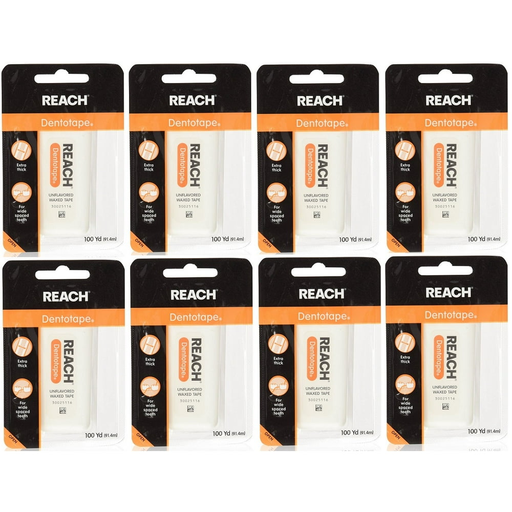 8 PACK Reach Dentotape Unflavored Extra Thick Waxed Tape 100 Yards ...
