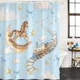 Blue Cartoon Shower Curtain Set - Standard 72" x 72" Washable Bathtub ...
