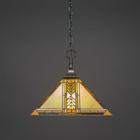Chain Hung Pendant With Square Fitter Shown In Black Copper Finish With ...