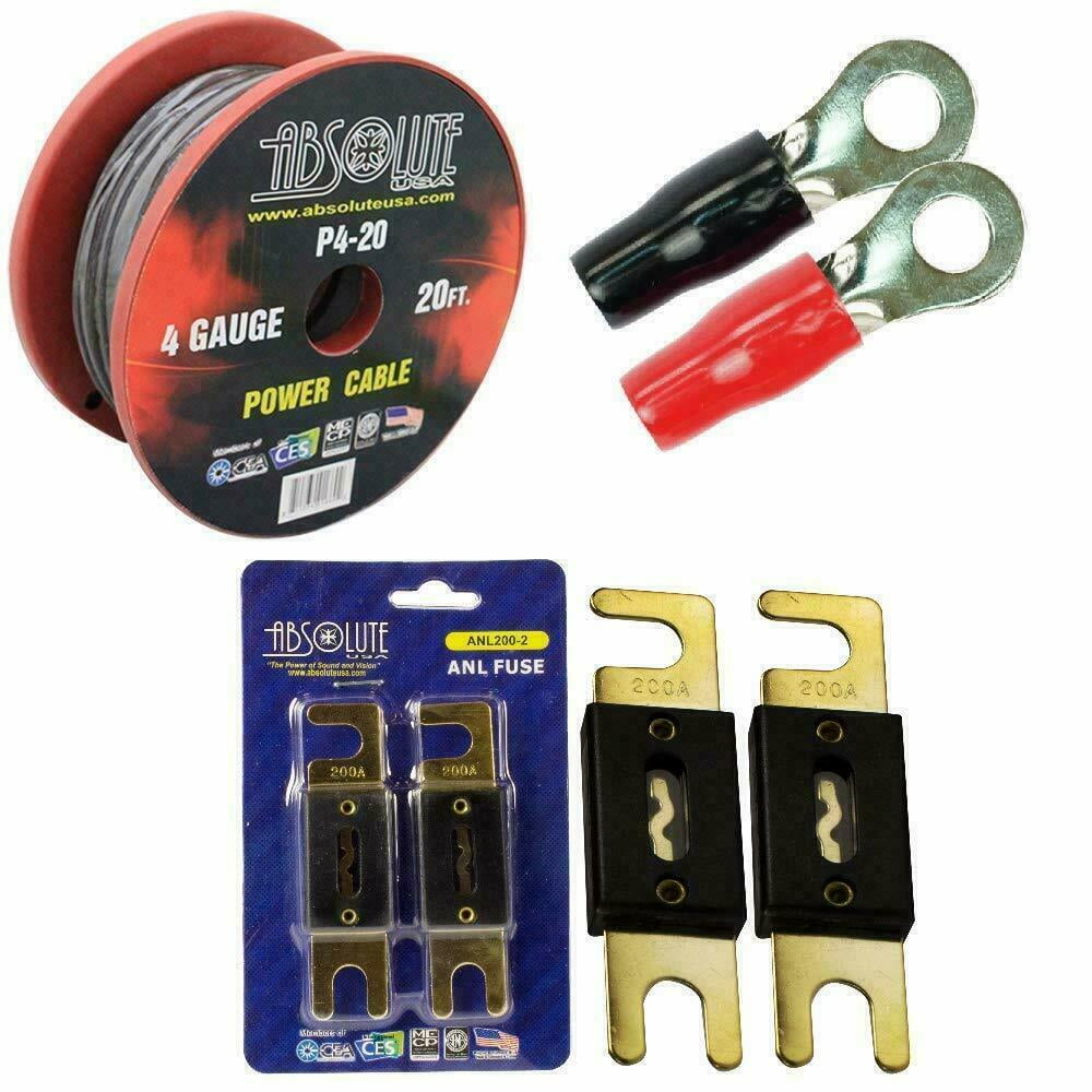 Absolute P4-20-BLUE 20 ft. WireStinger 4 Gauge AWG Power / Ground Wire ...