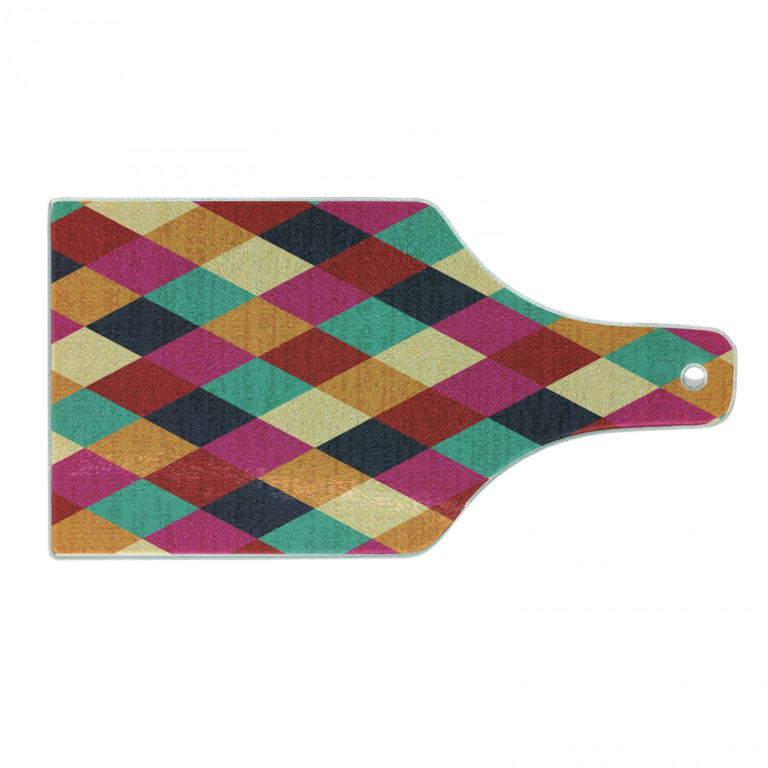 Colorful Cutting Board, Geometric Rhombus Checkered Pattern with Grunge ...