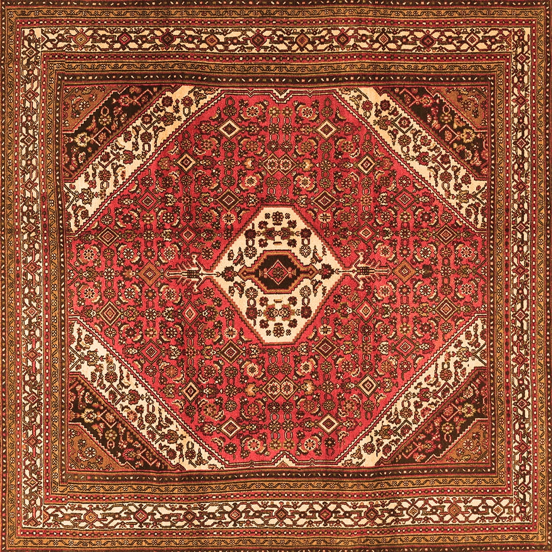 Ahgly Company Indoor Square Persian Orange Traditional Area Rugs, 6 ...