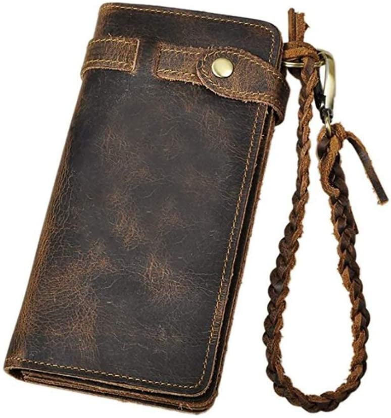 Le'aokuu Mens Genuine Leather Bifold Organizer Checkbook Chain Card ...