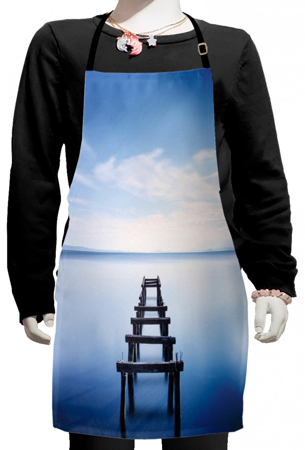 Landscape Kids Apron, Old Jetty in the Lake with Blue Sky Horizon ...