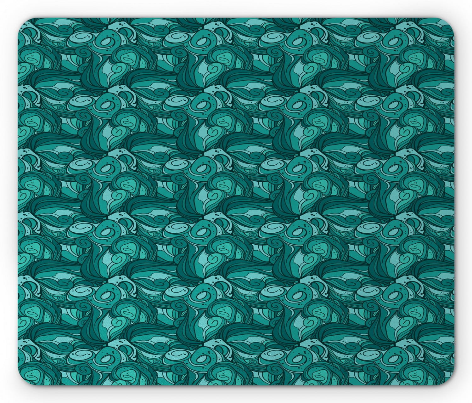 Doodle Mouse Pad, Ocean Waves Pattern with Swirling and Curved Sea ...