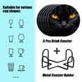 Black Cat With Yellow Eyes With Dark Background Set of 6 Ceramic ...