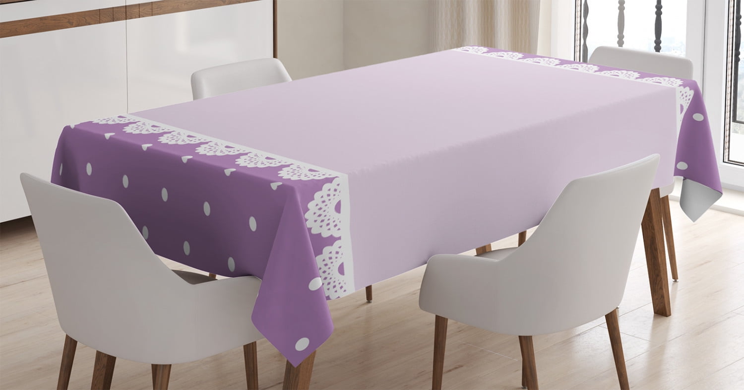 Ambesonne Mauve Tablecloth Rectangular Table Cover, Old Lace Patterns ...