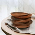 Acacia Wood Dinner Plates, 4 Inch Small Round Wood Plates, Easy ...