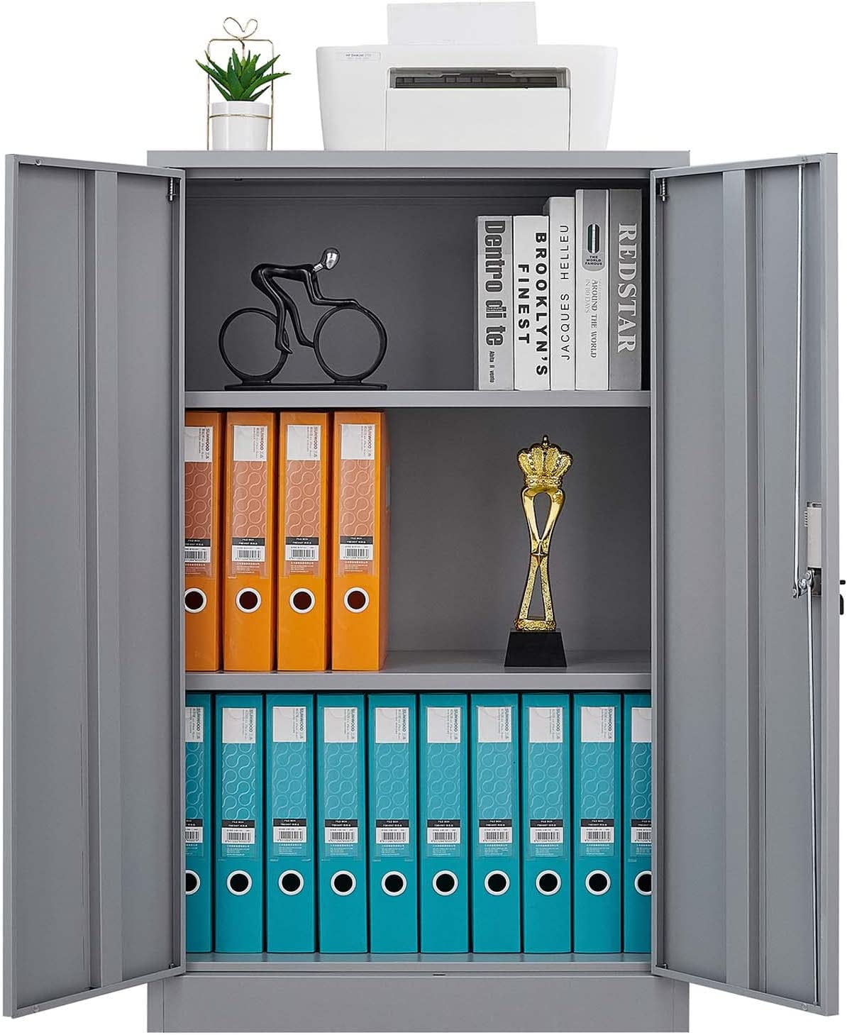 Metal Storage Cabinet with Locking Doors and Adjustable Shelves,- 42 ...