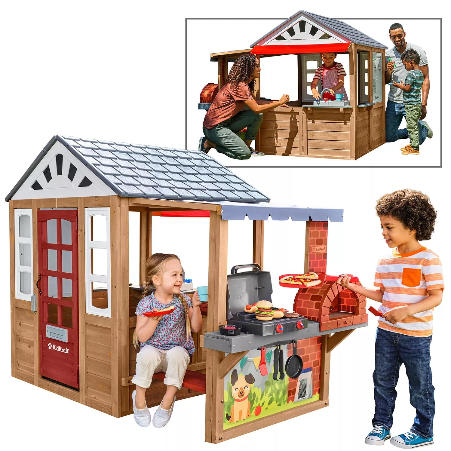 KidKraft Grill & Chill Pizza Party Wooden Outdoor Playhouse - Walmart.com