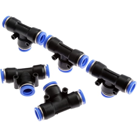 SICED 5pcs T-Junction 3-Way Pneumatic Quick Couplers Hose Push-in ...