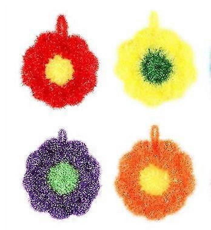 4 estropajos acrílicos con forma de flor, esponjas de cocina de colores ...