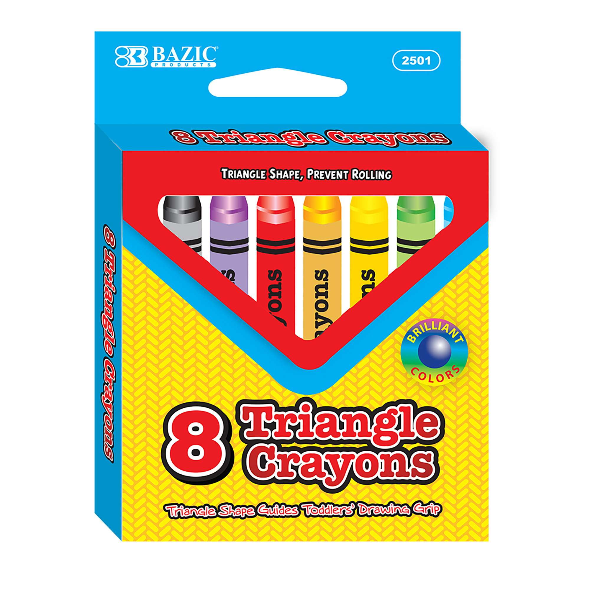 BAZIC Crayons Jumbo Triangle 8 Color, Non Toxic Drawing Crayon, 1-Pack ...