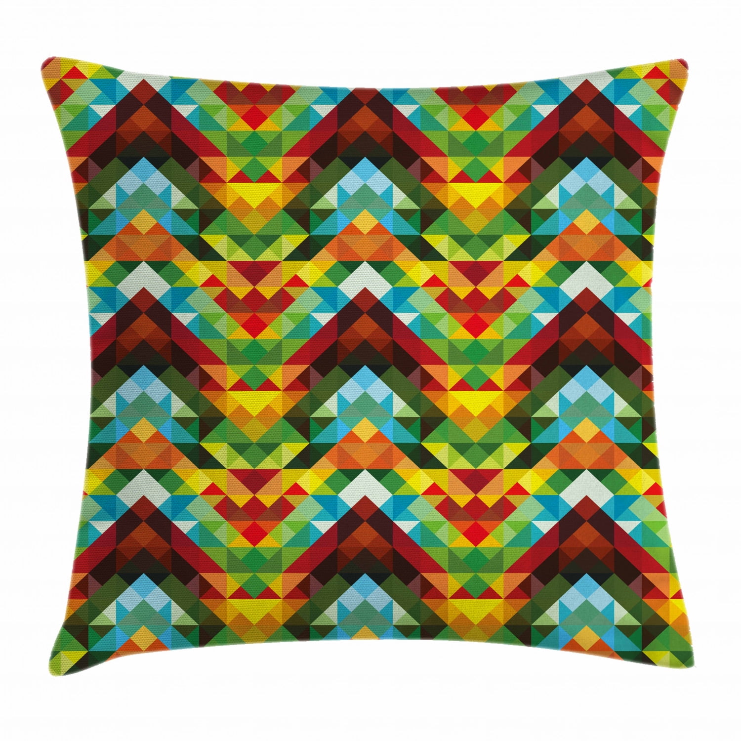 Colorful Throw Pillow Cushion Cover, Abstract Optic Effect Triangle ...