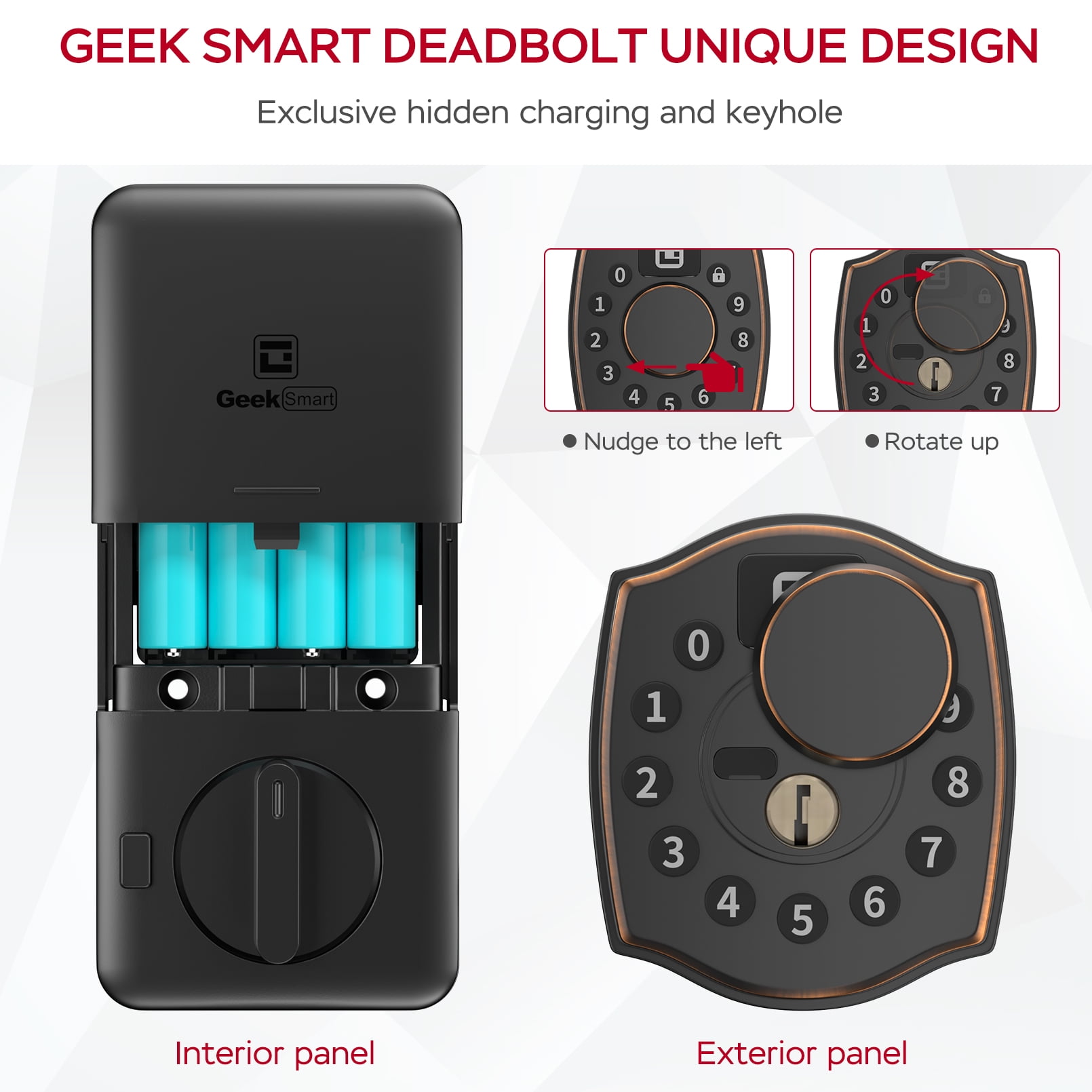 Buy Smart Door Lock, Geek 4-in-1 IP65 Waterproof Anti-Fog Keyless Entry ...