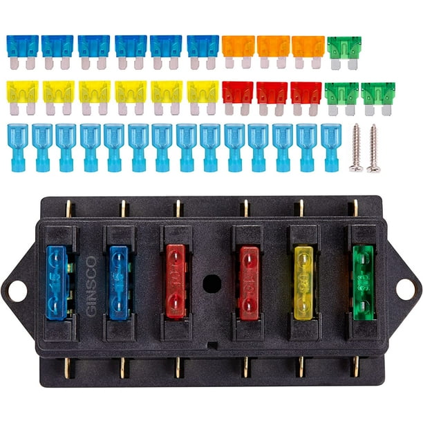 Ginsco 12V 24V 6 Way Fuse Waterproof Quick Disconnect Fuse Box Holder ...