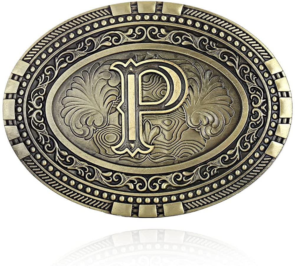 Western cowboy belt buckle initials ABCDEF TO Z Men's novelty upgraded ...