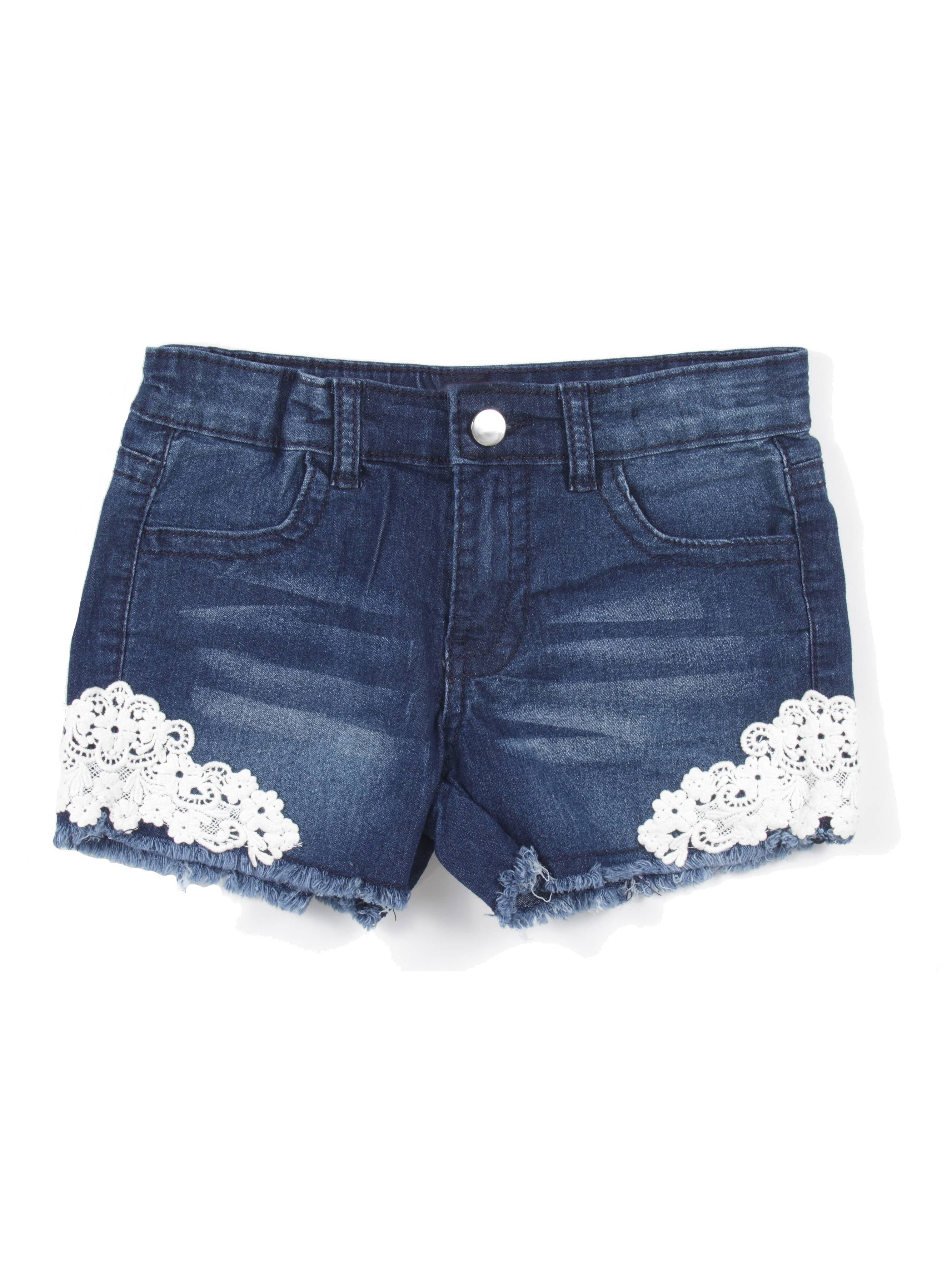 Fashion2love - Girls Stretch 4 Pockets Premium Shorts with Lace ...