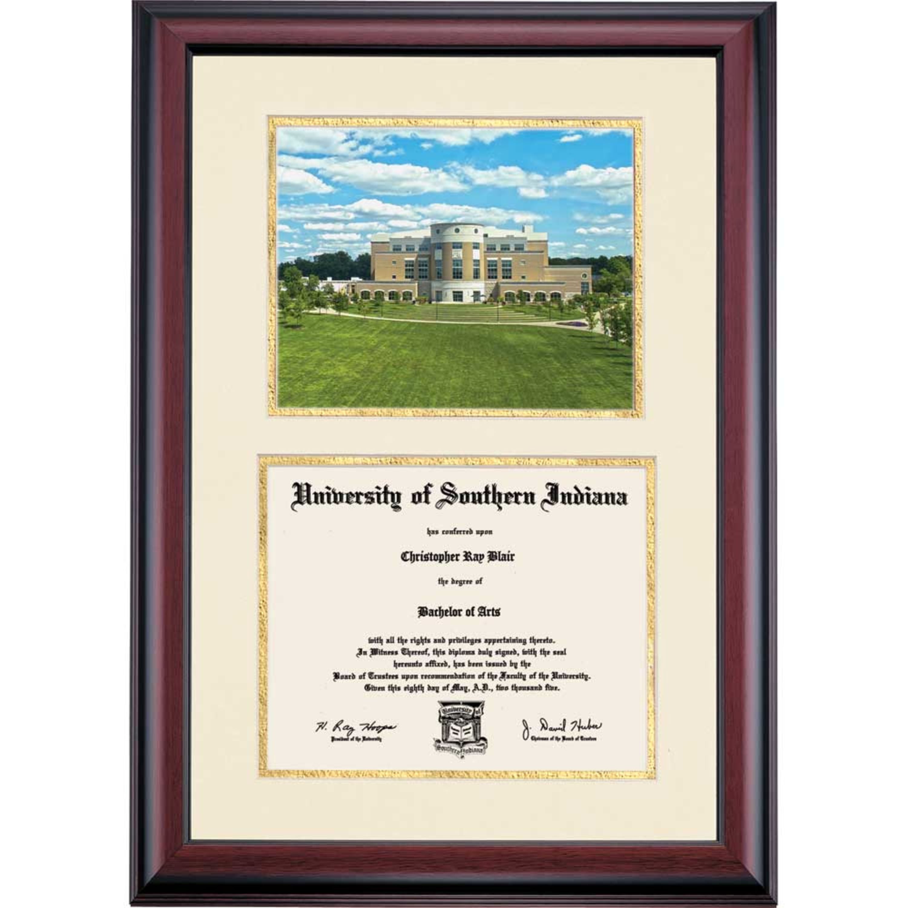 OCM Diploma Frame for University of Southern Indiana, Ivory/Gold Mat ...